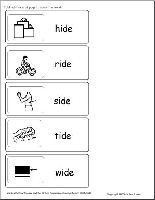 Word Family – ide words Flashcards – Abcteach