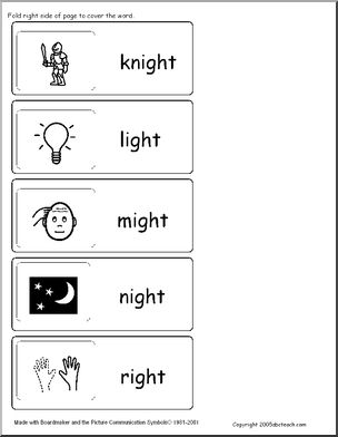 Word Family – ight words Flashcards – Abcteach