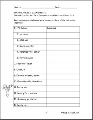 Spanish: PrÂ·ctica de imperfecto (secundaria) – Abcteach