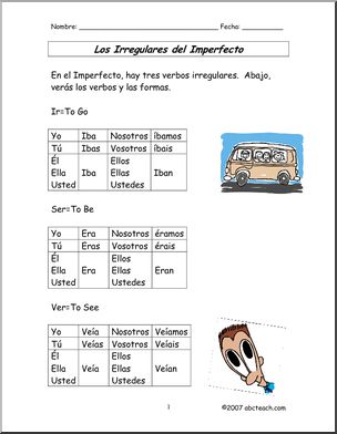 Spanish: ExplicaciÃ›n y ejemplos: Imperfecto Irregulares (secundaria ...