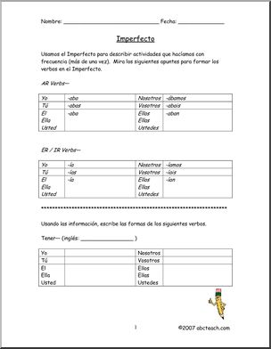 Spanish: ExplicaciÃ›n y ejemplos: Imperfecto Regulares (secundaria ...