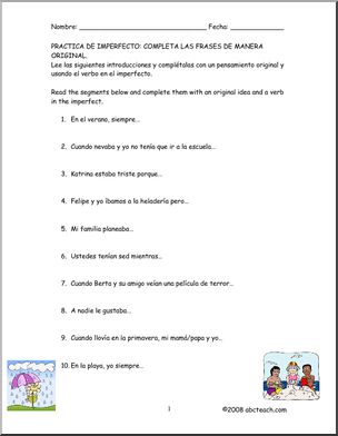 Spanish: ExplicaciÃ›n y ejemplos: Imperfecto Irregulares (secundaria ...