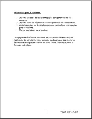 Spanish: Entrada simple para diarios (primaria) – Abcteach