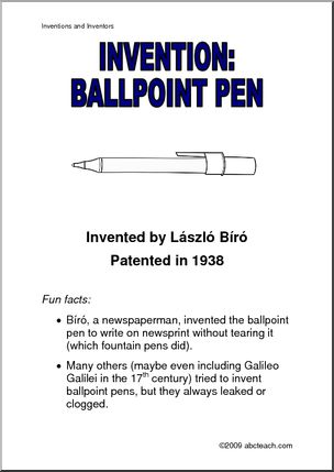 Poster: Invention – Ballpoint Pen – Abcteach