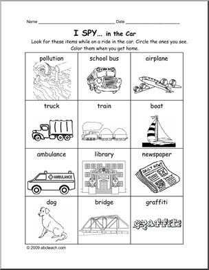 Game: I SPY in the Car (1) – Abcteach