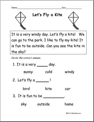 Easy Reading Comprehension: Lets Fly A Kite (K-1) – Abcteach