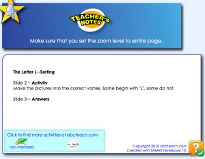 Interactive: Notebook: Phonics: Letter “L” (Sort) – Abcteach