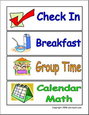 Daily Schedule Cards: Pictures Set 54 (color) – Abcteach