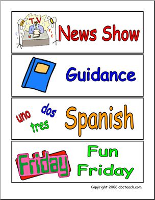 Daily Schedule Cards: Pictures Set 23 (color) – Abcteach