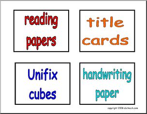 Labels: Illustrated Classroom Items (set 11) – Abcteach