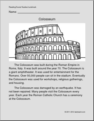 Color and Read: World Landmark – The Eiffel Tower (primary/elem) – Abcteach