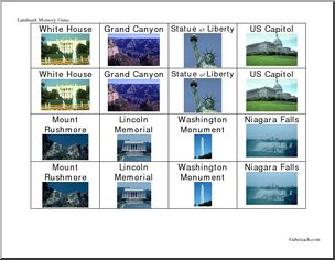 Memory Game: Landmarks – Abcteach