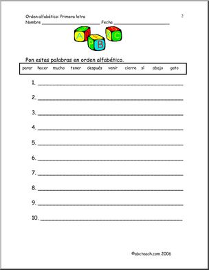Spanish: OrtografÃŒa – Primera letra 2 (elementaria) – Abcteach