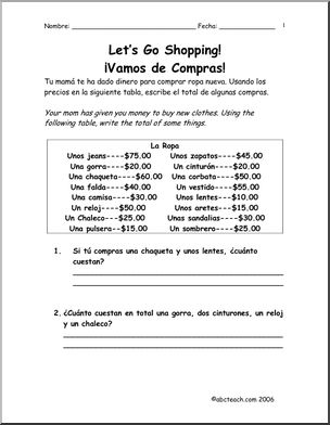 Spanish: Spanish 1 – Â°Vamos de compras! (secundaria) – Abcteach