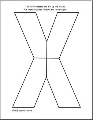 Letter Puzzle: Letter X (b/w) – Abcteach