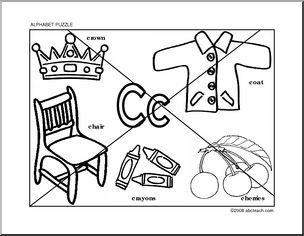 Letter Puzzle: Letter C – easy (b/w) – Abcteach