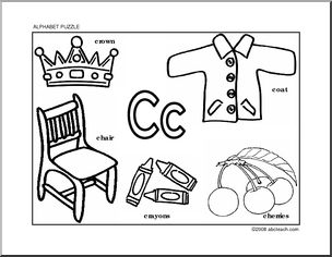 Letter Puzzle: Letter C – guide (b/w) – Abcteach