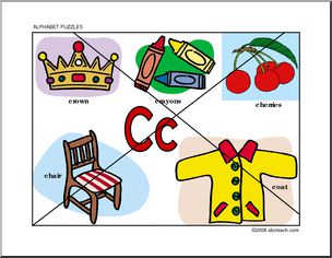 Letter Puzzle: Letter C – easy (color) – Abcteach