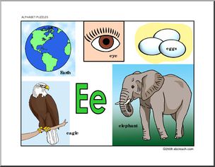 Letter Puzzle: Letter E – guide (color) – Abcteach
