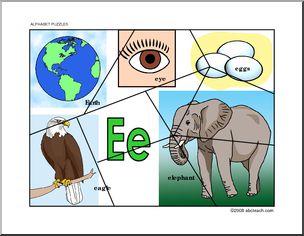 Letter Puzzle: Letter E (color) – Abcteach