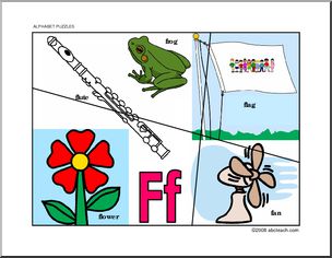 Letter Puzzle: letter F – easy (color) – Abcteach