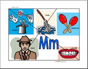 Letter Puzzle: Letter M – easy (color) – Abcteach