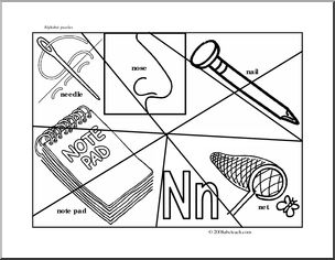 Letter Puzzle: Letter N (b/w) – Abcteach