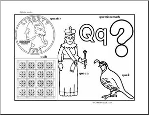 Letter Puzzle: Letter Q – guide (b/w) – Abcteach