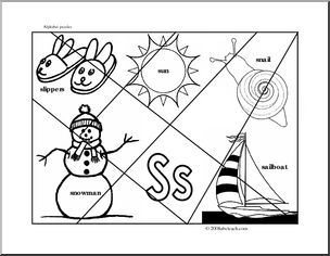 Letter Puzzle: Letter S (b/w) – Abcteach