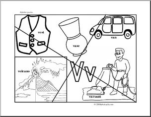 Letter Puzzle: Letter V – easy (b/w) – Abcteach