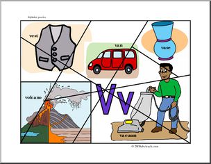 Letter Puzzle: Letter V (color) – Abcteach