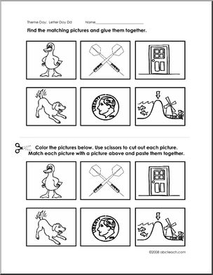 Letter Puzzle: Letter D – easy (color) – Abcteach