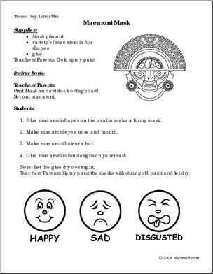 Activity: Macaroni Mask – Abcteach