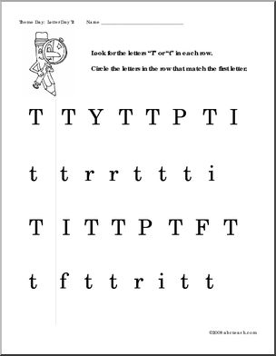 Letter Worksheets: Letter T – Abcteach
