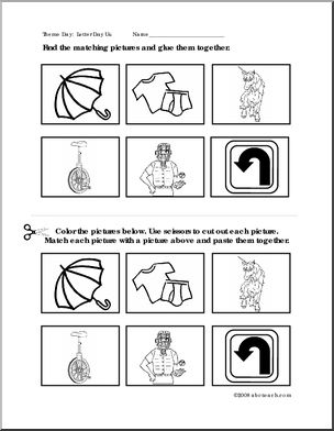 Letter Puzzle: Letter U – guide (color) – Abcteach