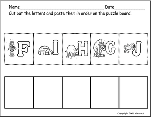 ABC Order (preschool) -b/w Cut and Paste – Abcteach