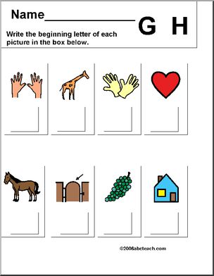 Beginning Letter (G,H)’ Worksheet – Abcteach