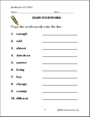 Spelling Units: High Frequency – Abcteach