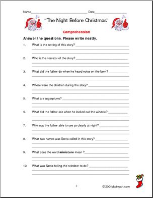 Night Before Christmas (elementary) Poem – Abcteach