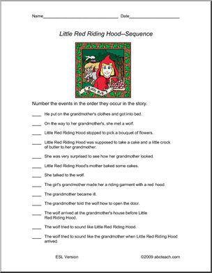 Reading Comprehension: “Little Red Riding Hood” (ESL) – Abcteach