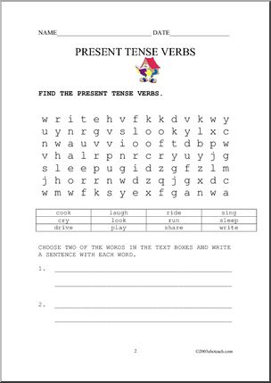 Past and Present Tense Verbs (elem/upper elem) Worksheet – Abcteach