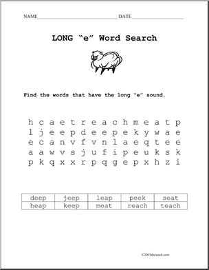 Word Search: Long “e” – Abcteach