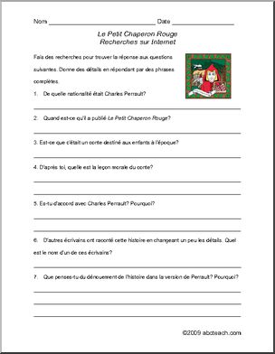 French: ActivitÃˆ Internet–Le Petit Chaperon Rouge – Abcteach