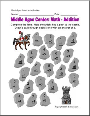 Medieval Addition (primary) Worksheet – Abcteach
