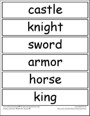 Word Wall: Knights ‘n’ Castles (primary) – Abcteach
