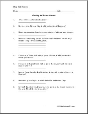 Map Skills: Arizona – Abcteach