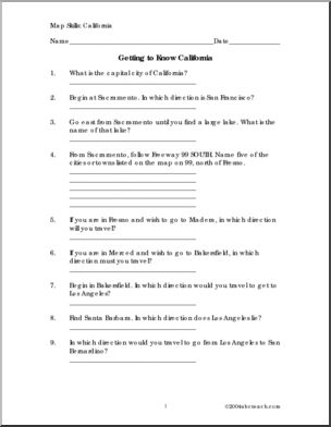 Map Skills: California – Abcteach