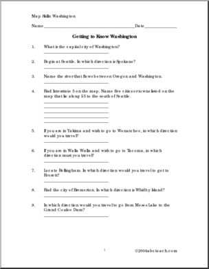 Map Skills: Washington – Abcteach