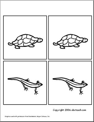 Matching: Reptiles & Amphibians (pre k – primary) b/w – Abcteach