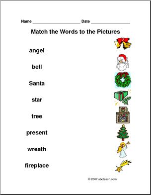Worksheet: Matching – Christmas (primary/elem) – Abcteach